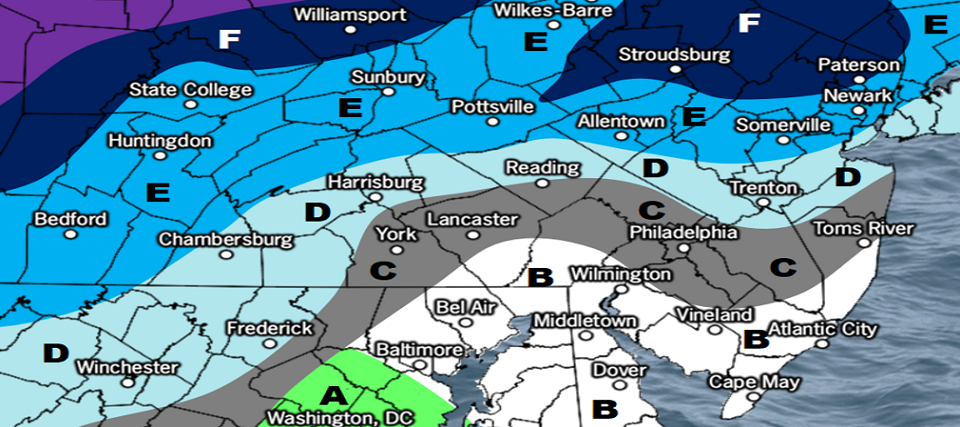 Weekend Snow Map | WeatherNJ.com